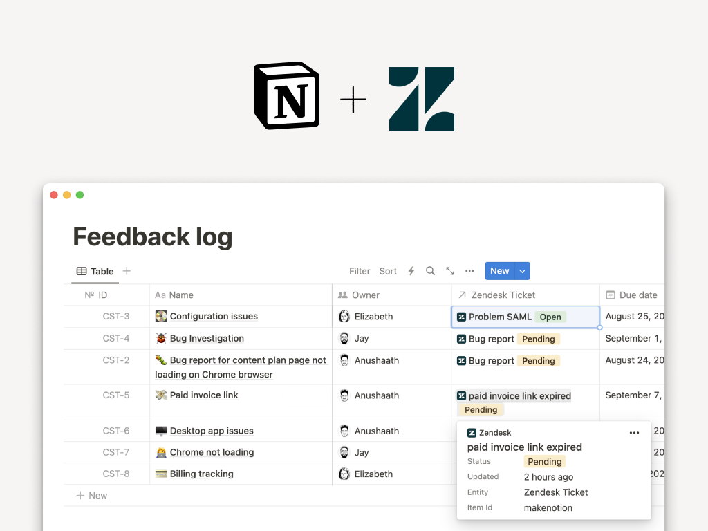 Notion App Integration with Zendesk Support